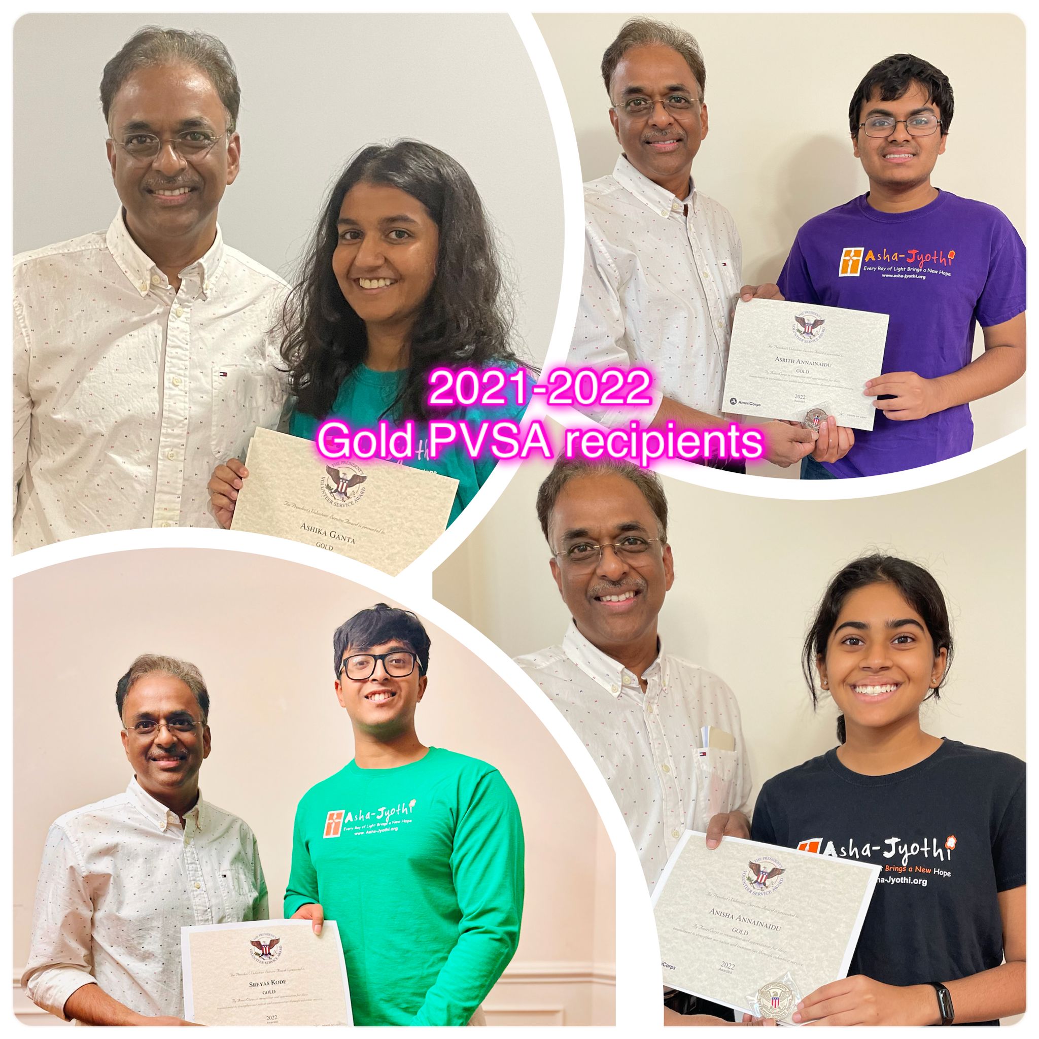 President’s Volunteer Service Award (PVSA) Recipients – 2022 – Asha Jyothi